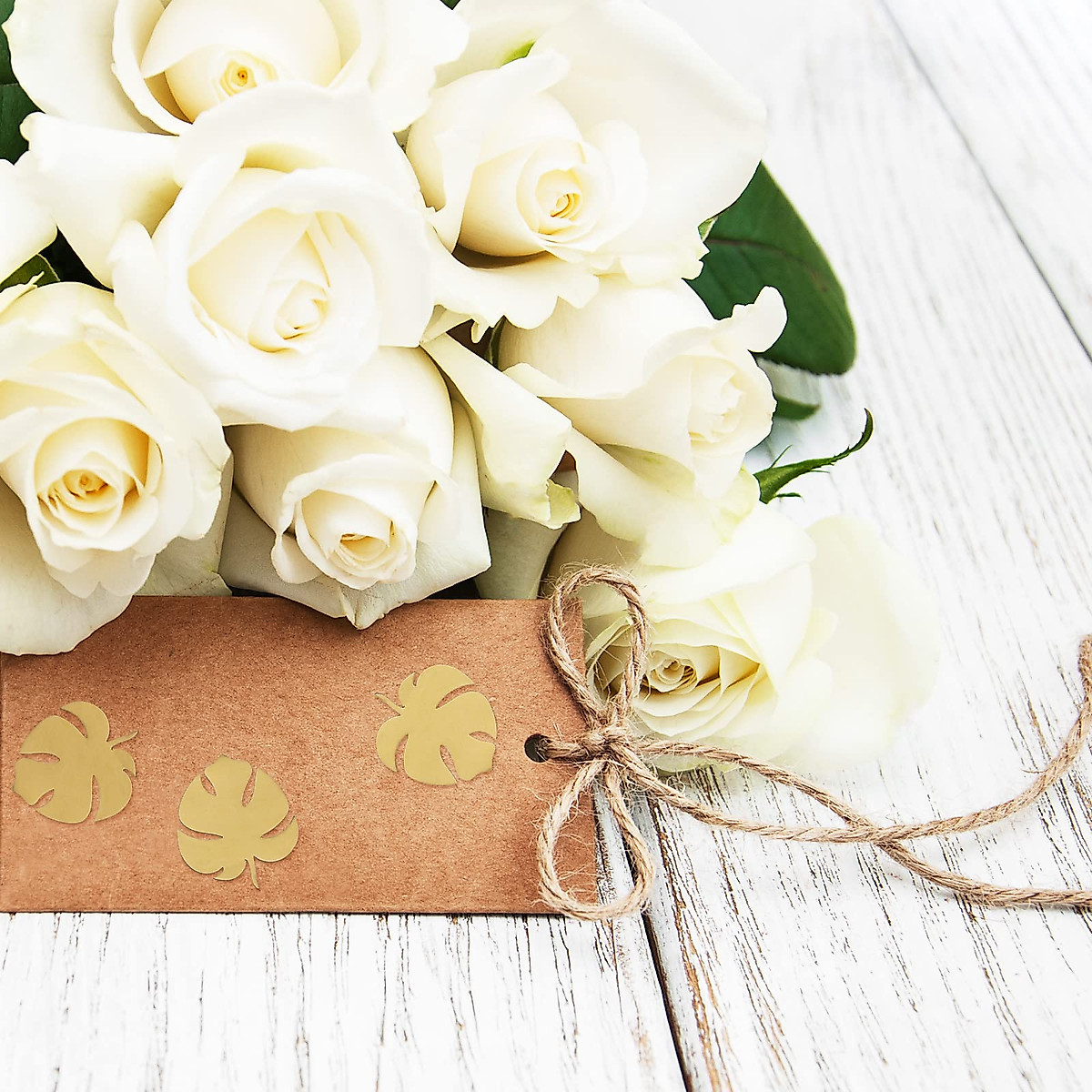 Whaline 500Pcs Gold Foil Monstera Stickers Self-Adhesive Monstera Leaves Seal Stickers Tropical Plant Leaf Label Decals for Greeting Invitation Cards Envelope Sealing Birthday Gift Wrapping Supplies