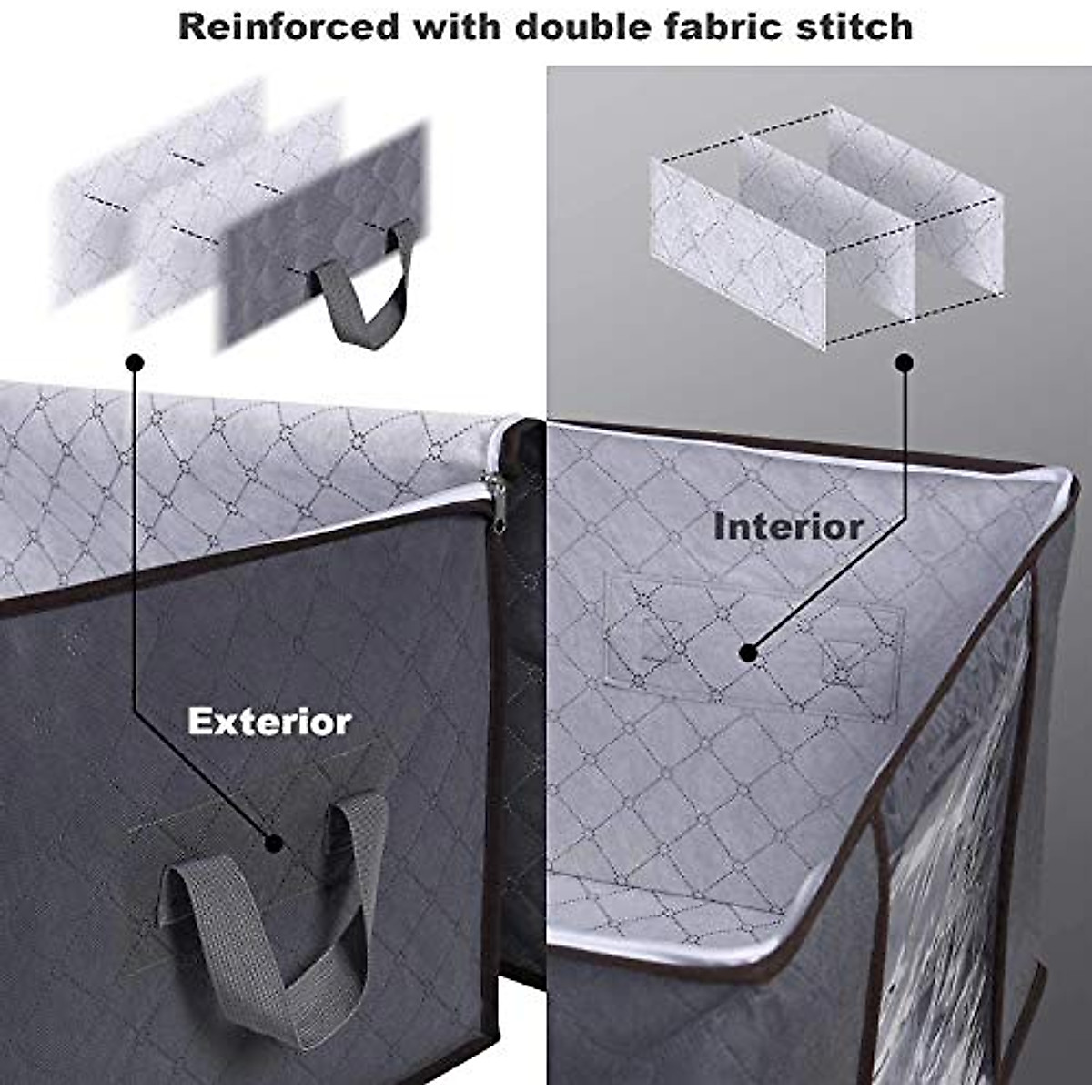 3PCS Clothes Storage Bag Closet Organizer with Reinforced Handle Firm Fabric Strong Zipper Foldable Breathable Storage Container Set for Clothes, Quilts, Blankets, Bedding