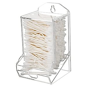 Beautyflier Qtip Dispenser Cotton Swab Holder, Large Acrylic Q Tip Dispenser Storage Organizer Modern Containers Countertop Decor for Bathroom Restroom (Clear, Cotton Swab Dispenser Only)