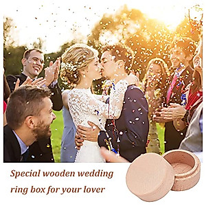 FINGERINSPIRE 3pcs 2x1.6 Inch Mini Round Wooden Box Small Storage Wooden Box Wedding Ring Jewelry Boxes DIY Storage Trinket Bearer Container Case Wood Ring Box for Proposal Wedding Ring Storage