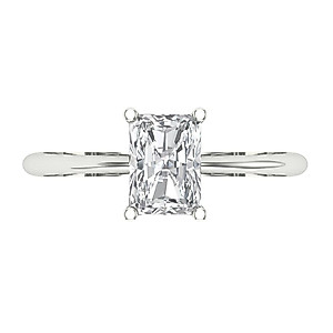 Clara Pucci 1.0 ct Radiant Cut Solitaire Genuine Moissanite Wedding Bridal Designer Anniversary Engagement Ring in 14k White Gold