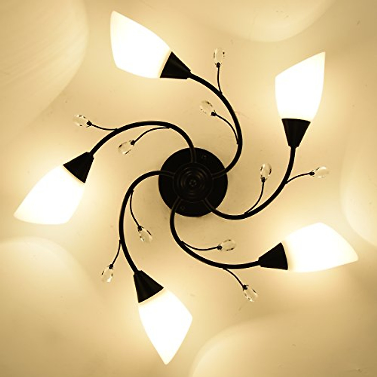 Semi Flush Mount Ceiling Light Fixture - FINXIN FXCL22 Modern Black Painting Pendant Light for Bedroom,Hallway,Kitchen and Dining Room (Black)