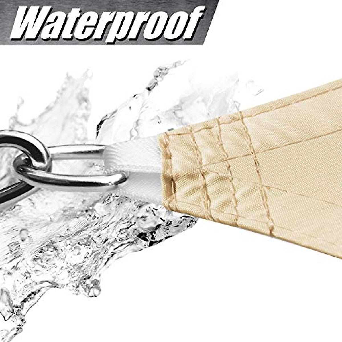 ColourTree 12' x 12' x 12' Beige Triangle Waterproof Sun Shade Sail Canopy Awning Shelter Fabric Screen, 95% UV Blockage UV & Water Resistant, for Outdoor Patio Garden Carport (We Make Custom Size)