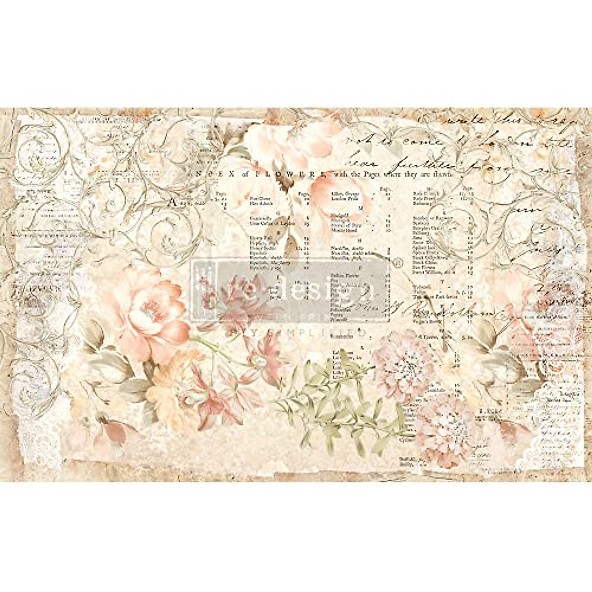 Prima Re-Design Decoupage Decor Tissue Paper 19"x30" 2/Pkg-Floral Parchment Redesign Décor'S Day Decorations,Easter Day,Decorations,Saint Patrick'S Day Gift St Patricks Day Decorations