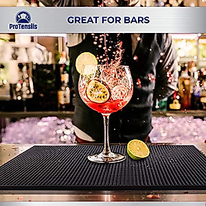 Rubber Bar Mat by ProTensils, 18" x 12", Black Bar Mats, Bar Service Mat, Black Coffee Bar Mat, Spill Mat for Counter-Top (2 Pieces)