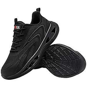 LARNMERN Steel Toe Shoes for Women Non Slip Work Safety Sneakers Lightweight Comfortable Breathable Tennis Shoe Industrial Construction Boots(10 Women, Black)