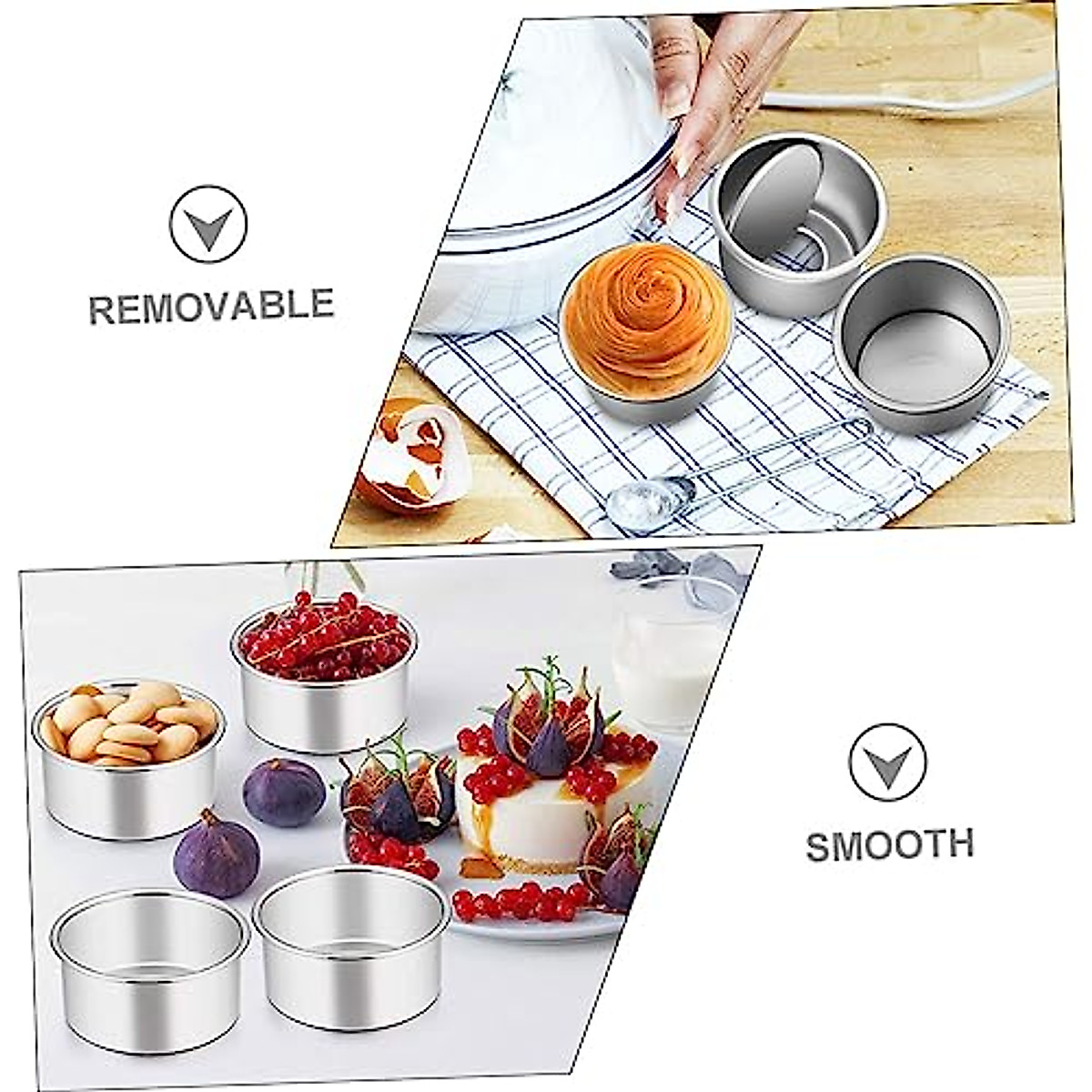 EXQUIMEUBLE 5pcs Live Cake Mold Mini Cake Pan Angel Food Cake Angel Food Cake Pan Cheesecakes Baking Tray Chiffon Tube Pan Bread Pan Aluminum Alloy Silver 4 Inch Cake Tin Small Round Cake Pan