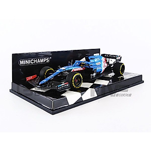 Minichamps 417210114 1:43 Alpine F1 Team A521-Fernando Alonso-Bahrain GP 2021 Collectible Miniature Car, Multicoloured, Blue/Red/Black