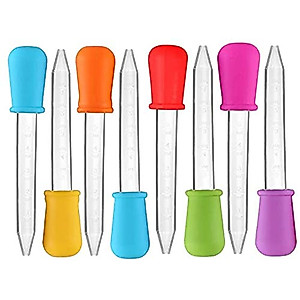 5ml Liquid Droppers Medicine Silicone and Plastic Pipettes Eye Dropper with Bulb Tip for Kids Candy Molds (8 Pack)