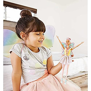 Barbie Dreamtopia Fairy Doll, Approx 12-Inch, with A Colorful Candy Theme, Pink Hair and Wings, for 3 to 7 Year Olds