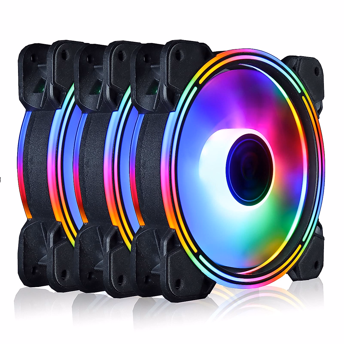 Conisy Rainbow Series 120mm Case Fan for Computer Case, Super Silent Efficient RGB LED PC Cooling Fan - 3 Pcs (Multicolor)