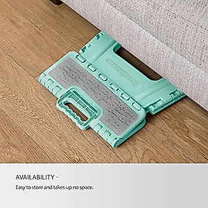 Brookstone BKH1101 9” Folding Step Stool, Non-Slip Textured Grip Surface, Foldable Space Saving Design, Carrying Handle, Holds Up to 300 Pounds, Mint