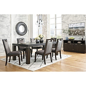 Signature Design by Ashley Hyndell Contemporary Dining Extension Table, Seats up to 8, Dark Brown