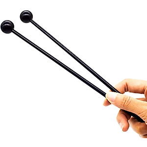 AUEAR, 10 Pack Solid Plastic Bell Mallets Percussion Sticks Hammer Drum Xylophone 11 Inch Black