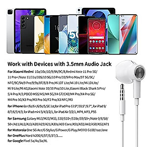 3.5mm Wired Earbuds with Microphone for Samsung Galaxy A14 A12 A13 S10, Noise Cancelling Headphone HiFi Stereo Clear Calls Volume Control Semi in-Ear Ear Buds for iPhone SE 6 6S iPad Switch Android