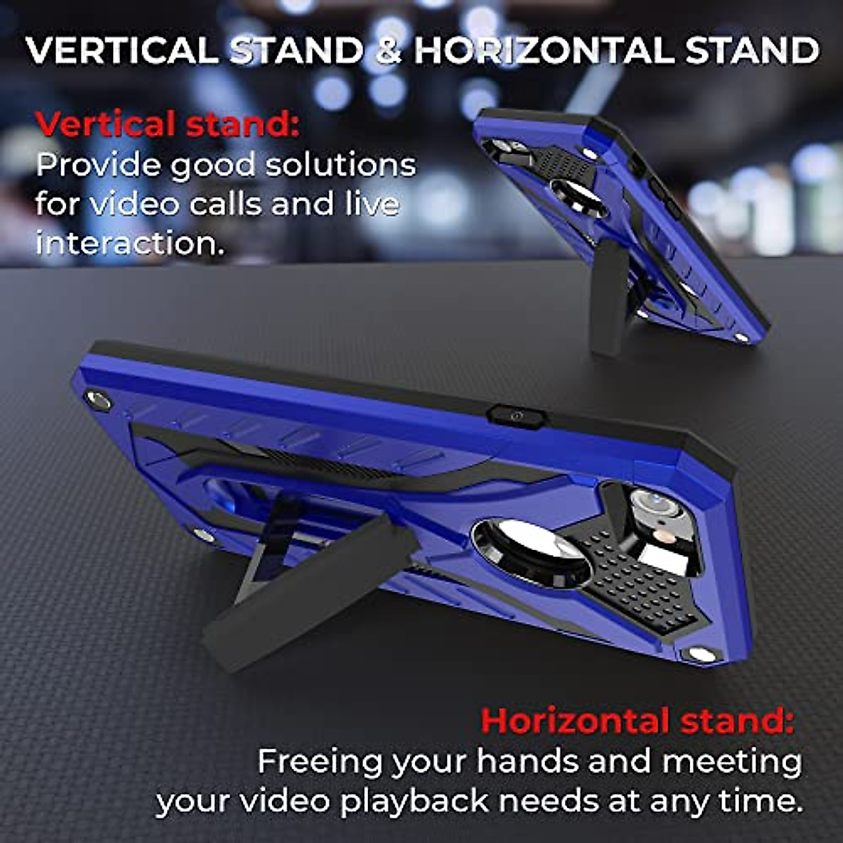 Kitoo Made in USA Defender Designed for iPhone 7/8/SE 2020/2022 Eco-Friendly Case with Kickstand, Military Grade Shockproof 12ft. Drop Tested - Blue