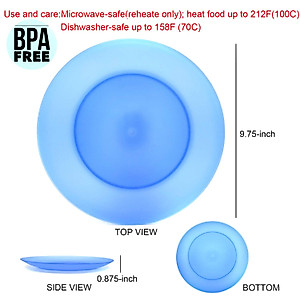 KOXIN-KARLU 10-inch Plastic Dinner Plates Reusable Plates Picnic Plates | Set of 12 in Coastal Colors