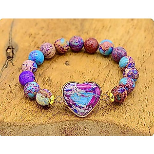 ZOSOJONA Women Wrap Bracelet Boho Natural Jasper Crystal Stone Beads Strand Bracelets (Imperial Jasper)