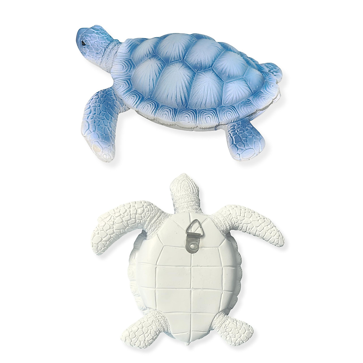 Evenchae Blue Sea Turtle Statue - Coastal Tabletop Figurine or Wall Sculpture - 5.75 in Long