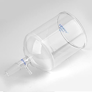 Labasics Borosilicate Glass Buchner Filtering Funnel with Fine Frit (G3), 114mm Inner Diameter, 120mm Depth, with 24/40 Standard Taper Inner Joint and Vacuum Serrated Tubulation (1L)