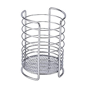 Luxshiny Kitchen Utensils Holder Cutlery Silverware Drying Rack Stainless Steel Chopsticks Drainage Basket Flatware Drainer Holder for Home Kitchen Silver