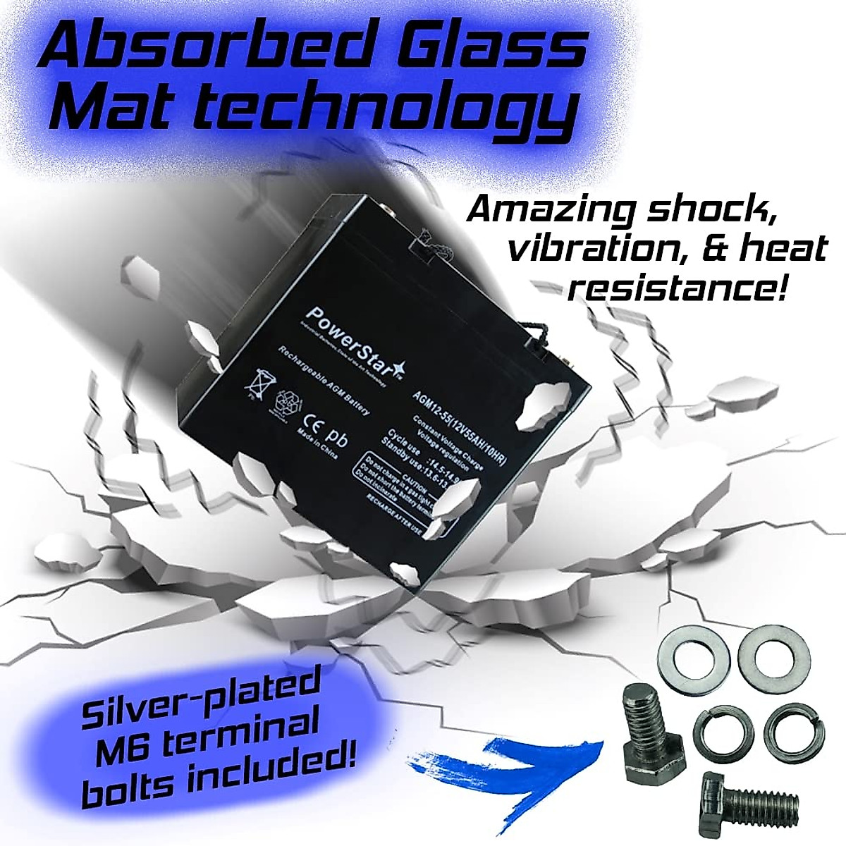 Pride Mobility 12V 55Ah 22NF AGM Deep Cycle Battery Replaces UPG 55ah-2YR Warran