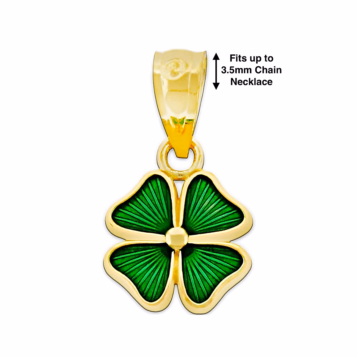 Gold Four Leaf Clover Charm - 10 Karat Solid Gold - Shamrock Pendant - Good Luck Charm Necklace - Irish Shamrock (Style 2)