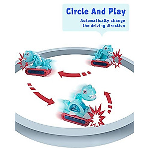 UNIH Musical Dinosaur Car Toy with Sounds and Lights for Baby 6 to 12-18 Months Infant Early Crawling Developmental Toys for Boys Girls 1 2 3 Years Old