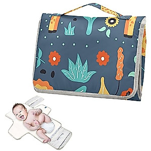 Bulletgxll Cartoon Couple Giraffes Portable Diaper Changing Pad Waterproof Changing Pad with Baby Tissue Pocket and Magic Stick for Newborn Baby.