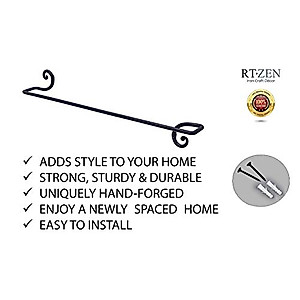 RTZEN Wrought Iron Bathroom Accessories Set, Decorative Bath Towel Bar, Set of 3 Decorative Hooks and Toilet Paper Holder