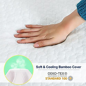 Mattress Topper Short Queen (RV Queen), Homhougo 3 Inch Green Tea Memory Foam Mattress Topper with Zippered Bamboo Cover, Cloud-Like Soft