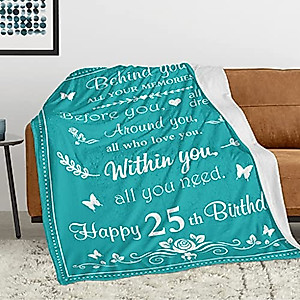 Fouca 25th Birthday Gifts for Women, Happy Birthday Gifts for 25 Year Old Women, Best 25th Gift Ideas Throw Blankets for Daughter Niece Bestie Sister Friends, 25th Birthday Decorations 60" X 50"