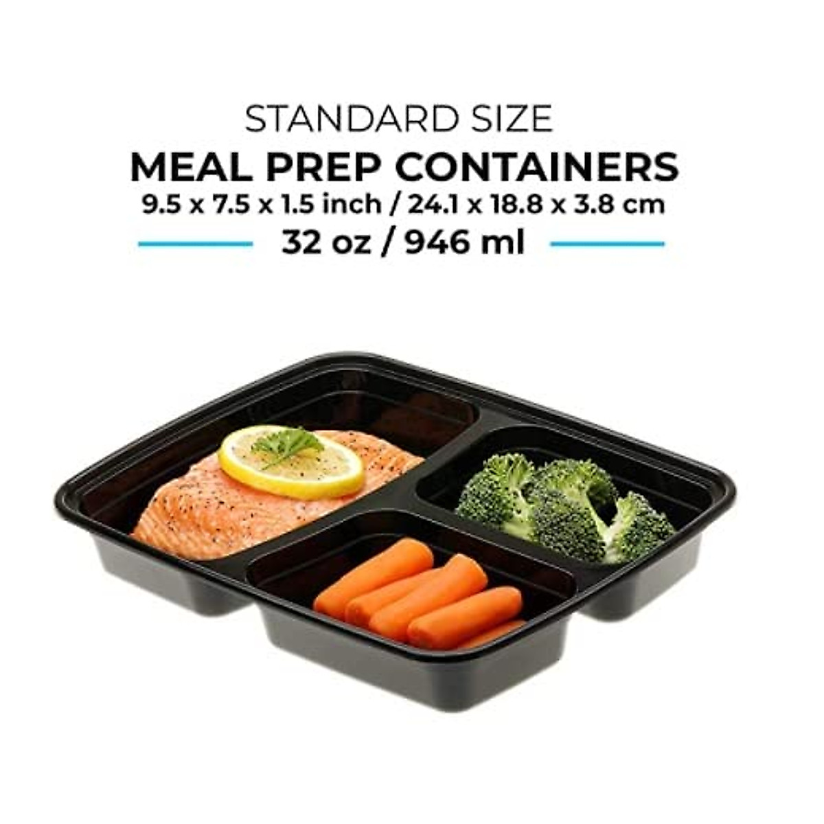 Meal Prep Container, Black, Medium