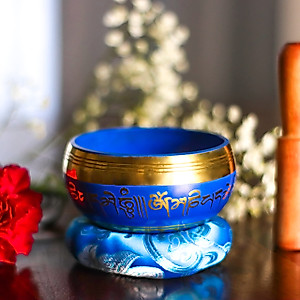 3.7" Tibetan Chakra Singing Bowl Set with Mallet and Carry Bag by Trademark Innovations