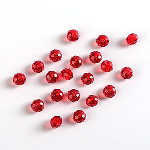 Novborcz 8mm Red Rondelle Glass Beads for Jewelry Making 320pcs Faceted Briolette Shape Crystal Spacer Beads Assortments Supplies Accessories for Bracelet Necklace for Wholesale(Red)