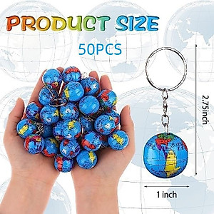 1" Globe Keychains Earth Globe Key Chains,50 Pcs Mini Backpack Hook for Travelers,Ball Keyring Pendant for Bag&Belt Loop Accessory,Back to School Item,Arts and Crafts,Educational Tool,Party Favors
