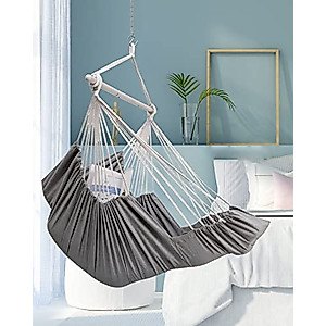Miztli Hammock Chair Hanging Chair Swing with Foot Rest, Max 500 Lbs, Steel Spreader Bar with Anti-Slip Rings-2 Cushions Included-for Bedroom Indoor and Outdoor