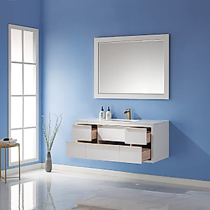 Altair Design Morgan 48" Carrara White Stone Countertop Single Vanity w/Mirror White