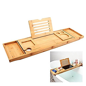 ZLXDP Bathtub Serving Tray Bath Bridge Useful Storage Rack Shelf Telescopic Tablet Holder for Bathroom Home