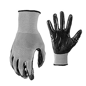 Firm Grip Nitrile Coated Tough Working Gloves: Black, Large Size (10 Pairs)