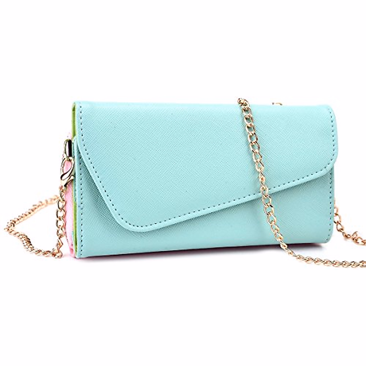Kroo Clutch Wallet with Wristlet and Crossbody Strap for Smartphones or Phablets up to 5.7 Inch - Carrying Case - Frustration-Free Packaging - Teal and Pink