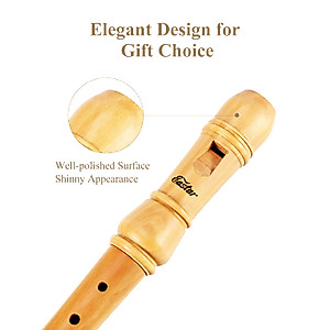 Eastar Soprano Recorder Instrument for Kids Adults Beginners, German fingering C Key Maple Wooden Recorder, 3 Piece Recorder With Hard Case, Fingering Chart, Cleaning Kit, ERS-31GM