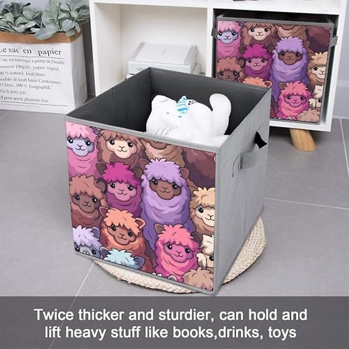 Alpaca Foldable Storage Bins with Handles Storage Cubes Closet Organizer for Living Room Bedroom 6PCS