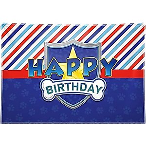 Yriujul 84x60inches Navy Dog Paw Logo Backdrop Birthday Party Banner Decorations Boys Girls Photography Background Photo Booth Props