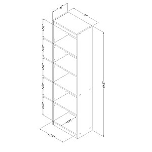 South Shore Axess 5-Shelf Narrow Bookcase Natural Walnut, Contemporary
