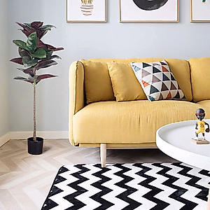 Tommino 4ft 2pcs Artificial Fiddle Leaf Fig Trees in Pot Natural Faux Ficus Lyrata Fake Greenery Plant for Home Office Decoration Indoor Outdoor Decor Living Room Garden