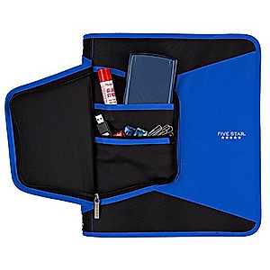 Five Star 1-1/2 Inch Zipper Binder, 3 Ring Binder, 3-Pocket Expanding File, Durable, Color Selected For You (28012)