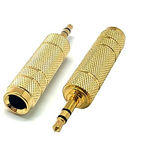 iMBAPrice Premium Adapter Stereo Gold Plug 3.5mm M to 1/4" F Adapter Metal - 3.5mm Stereo Plug to 6.35mm (1/4 Inch) Stereo Jack Adaptor - Gold Plated