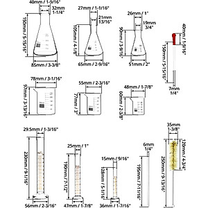 QWORK Lab Glassware Set, Quality Borosilicate Glass Beaker Flask Cylinder Set, Heat Resistant, Ideal for Laboratories and School Science Experiments