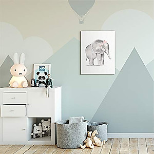 Stupell Industries Floral Crown Baby Elephant Soft Pink Grey Illustration, Design by Daphne Polselli Canvas Wall Art, 24 x 30